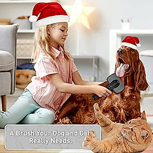 YOPETAYU Dogs Self Cleaning Slicker Brush for Shedding & Grooming Long Short Haired Cats, Pet Retractable Brushes for Large Medium Small. Removes Loose Fur, Undercoat, Mats Tangled Hair, Black