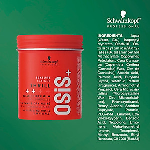 OSiS+ Thrill Fibre Gum – Medium Hold Flexible Style Control, 3.38 Oz – Bendable and Moldable Texturizing – Mega-Fibers and Natural Carnauba Wax for Long-Lasting Separation and Shine