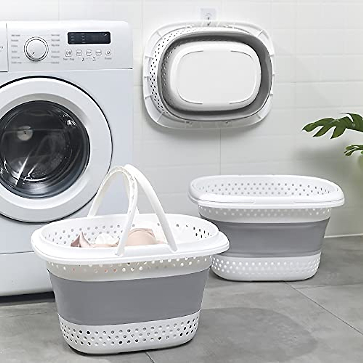 Iloote Foldable Laundry Basket Plastic Pop Up Storage Container 60L