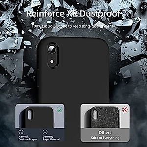 Dssairo [3 in 1 for iPhone Xr Case, with 2 Pack Screen Protector, Liquid Silicone Slim Shockproof Protective Phone Case 6.1 inch [Microfiber Lining] (Black)…
