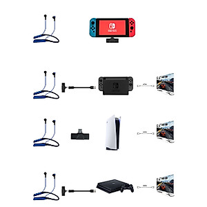 HUHD Wireless Gaming Headset Headphones for Switch PS5 PS4 PC Computer with Microphone, Bluetooth Gaming Earbuds 2.4GHz, Stereo Sound Behind-Neck in-Ear Wireless Game Headphones