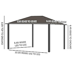 BBQ Gazebo Canopy 10 x 12' Deluxe Gazebo Patio Canopy Hard Top Outdoor Event W/Double Netting Grill Gazebo Shelter for Patio, Garden