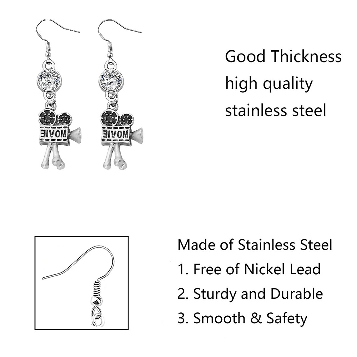 FUSTMW Movie Camera Earrings Film Director Student Gifts Filmmaker Gifts Movie lover Gift Photographer Gift Jewelry