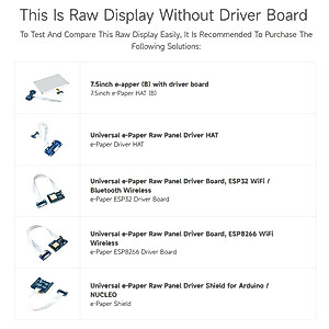 Waveshare 7.5inch E-Paper E-Ink Raw Display Compatible with Raspberry Pi 4B/3B+/3B/2B/B+/A+/Zero/Zero W/WH/Zero 2W Series Boards 800×480 Pixels Three-Color with SPI Interface Without PCB