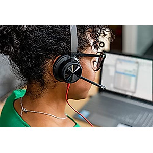 Poly - Blackwire 8225 Wired Headset with Boom Mic (Plantronics) - Dual-Ear (Stereo) Computer Headset - USB-A to Connect to your PC/Mac - Active Noise Canceling-Works with Teams (Certified), Zoom &more