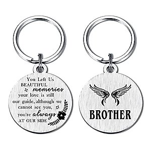 Resdink Brother Memorial Gifts, Memory Gift for Loss of Brother, Sympathy Gifts for Loss of Brother Bereavement Grief Keychain, in Remembrance of Brother Died Gift, Grave Decoration Memorial Brother