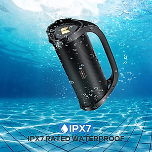 Monster Adventurer Max Bluetooth Speakers, IPX7 Waterproof Outdoor Bluetooth Speakers, Active Extra Bass, Fast Charging, with Microphone, Suitable for Beach, Parties, Gym, Black