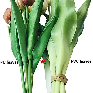 5 Pcs Artificial Tulip Flowers PVC Real Touch Tulips Artificial Flower Plastic Bouquet Table Centerpieces Arrangement Gift for Home Office Party Wedding Birthday Garden Store Decoration (Big Red)