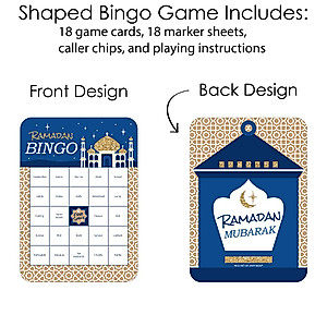 Big Dot of Happiness Ramadan - Bingo Cards and Markers - Eid Mubarak Bingo Game - Set of 18