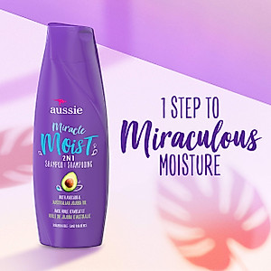 Aussie For Dry Hair Paraben-free Miracle Moist 2 In 1 with Avocado & Jojoba, 72.6 Fl Oz