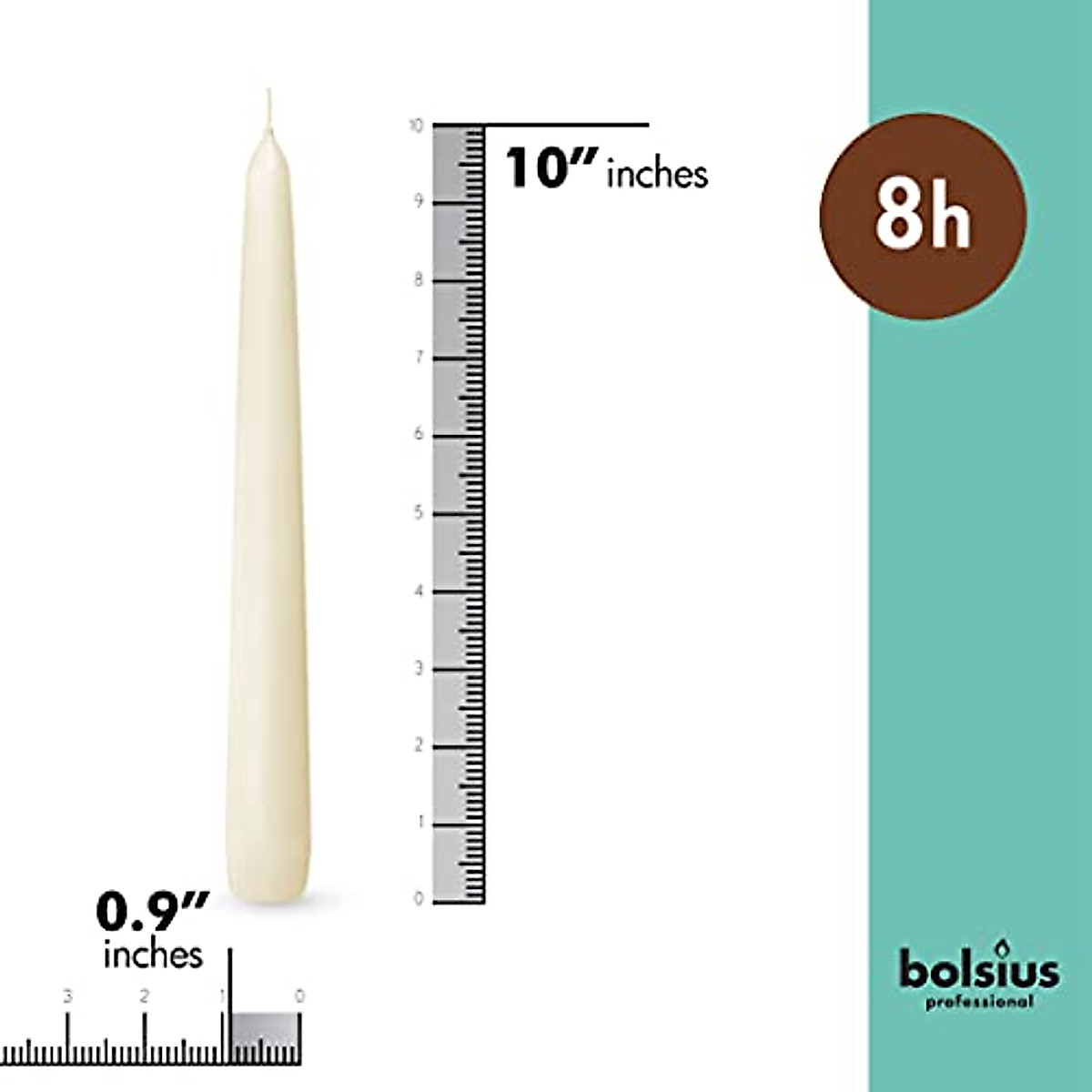 BOLSIUS 30 Count Household Ivory Taper Candles - 10 Inches - Premium European Quality - 8 Burn Hours - Bulk Pack Unscented Dripless and Smokeless Home Décor, Restaurant, Wedding, & Party Candlesticks