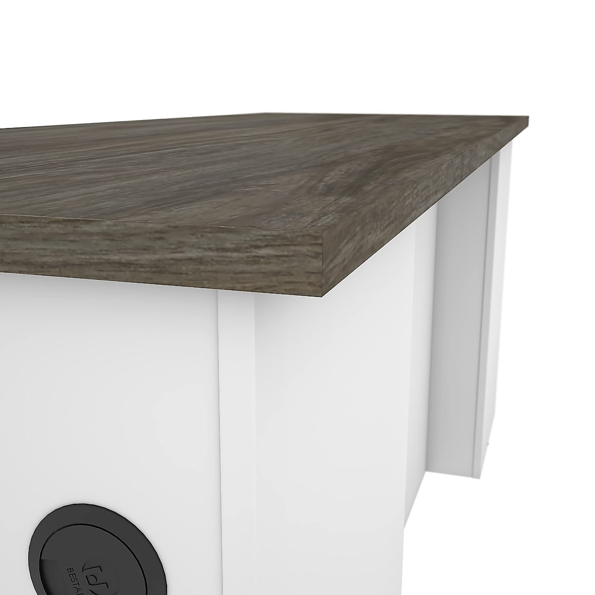 Bestar Norma 71W Desk Shell in Walnut Grey & White