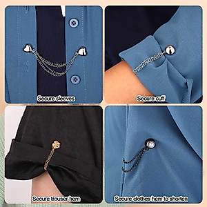 6pcs Magnet Clothing Pins, Metal Magnetic Clothing Clips with Chain Multi-Use Strong Magnet Pin Magnetic Button Clips for Fixing Hem of Hijab Clothes Long Pants Legs Sleeves of Shirts(Round Style)