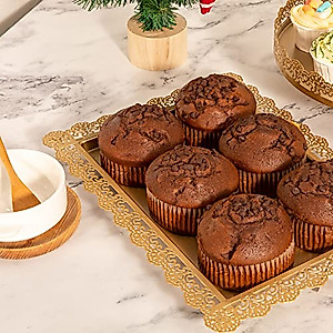 ALEDO Gold Cake Stand 4 Pcs, Dessert Table Display Set Metal Antique-Inspired with Cake Pop Stand, Cupcake Tower, Treats Candy Station for Wedding Birthday Party Baby Shower Celebration Holiday Décor