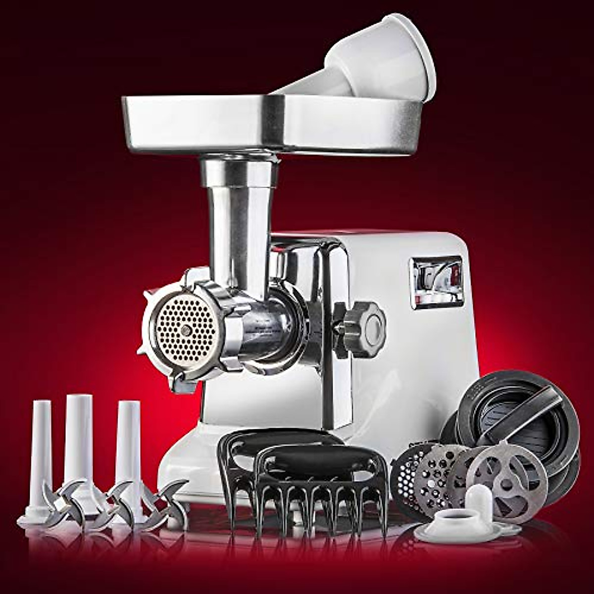 STX International Turboforce 3000 Heavy Duty 5-In-1 Powerful Size #12 Electric Meat Grinder • 3 Lb High Capacity Meat Tray • Sausage Stuffer (3 Sizes) • Kubbe Maker • Burger/Slider Maker • Meat Claws