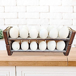 Rockin' Wood Egg Holder Tray- Countertop Stackable Egg Rack For Fresh Eggs - Made in the USA with real rustic reclaimed wood - egg sorter - wood egg tray (Single Tray)