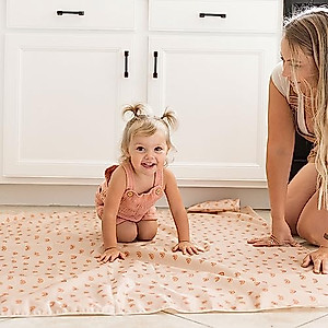 Tiny Twinkle Mess-Proof Splat Mats for Under high Chairs or Table Cover Art Projects for Baby and Toddler - Waterproof, Washable Floor or Table Splash mat 51" x 51" (Boho Rainbow)