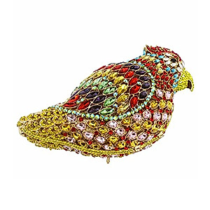 DJBM Women Parrot Animal Rhinestone Crystal Purse Prom Purses and Handbags Bird Evening Clutch for Party Wedding