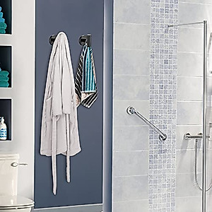 Lydia's Deal 4 Pack Towel Hooks for Bathrooms, Matte Black Stainless Steel Coat Robe Clothes Hook Modern Wall Hook Holder for Bathroom Kitchen Garage Hotel Wall Mounted