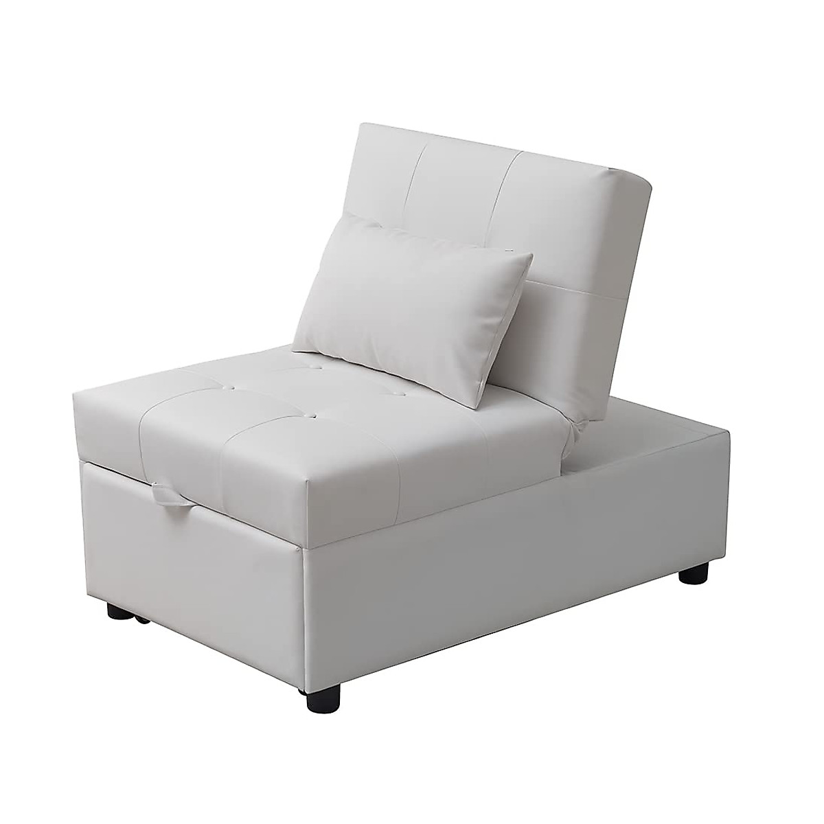 Kings Brand Furniture - Multi-Function Ottoman, Sofa Bed Sleeper, Convertible Chair, White