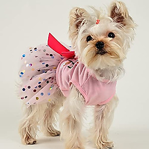 Dog Birthday Dress, Summer Girl Dog Clothes for Small Dogs, Pink Puppy Dress, Chihuahua Yorkie Dress Costume, Pet Clothing Dog Clothes Outfit Cat Apparel (Small)