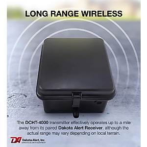 Dakota Alert - DCHT-4000 Wireless Drive Way Alarm Transmitter, One Mile Wireless Range with 25-FT Rubber Hose Vehicle Sensor - Wireless Rubber Hose Driveway Alarm