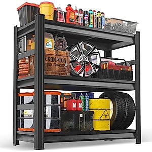 PRESTELION 36" H Garage Shelving Unit-Adjustable 3-Tier Heavy-Duty Metal Storage Rack|1000 lbs Capacity Shelf|Easy Assembly Shelves & Rust-Resistant|Perfect for Garage,Basement,Workshop Organization