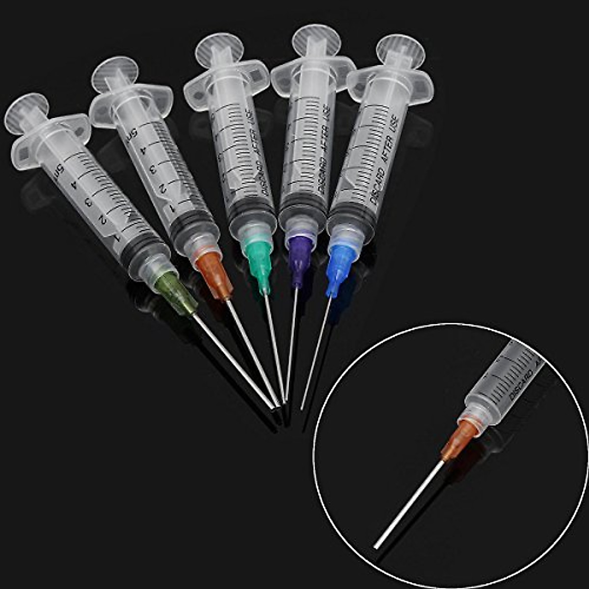 5 Pack 5ml Syringes 1.5'' Blunt Tip Needle Storage Caps - Glue Applicator, Oil Dispensing