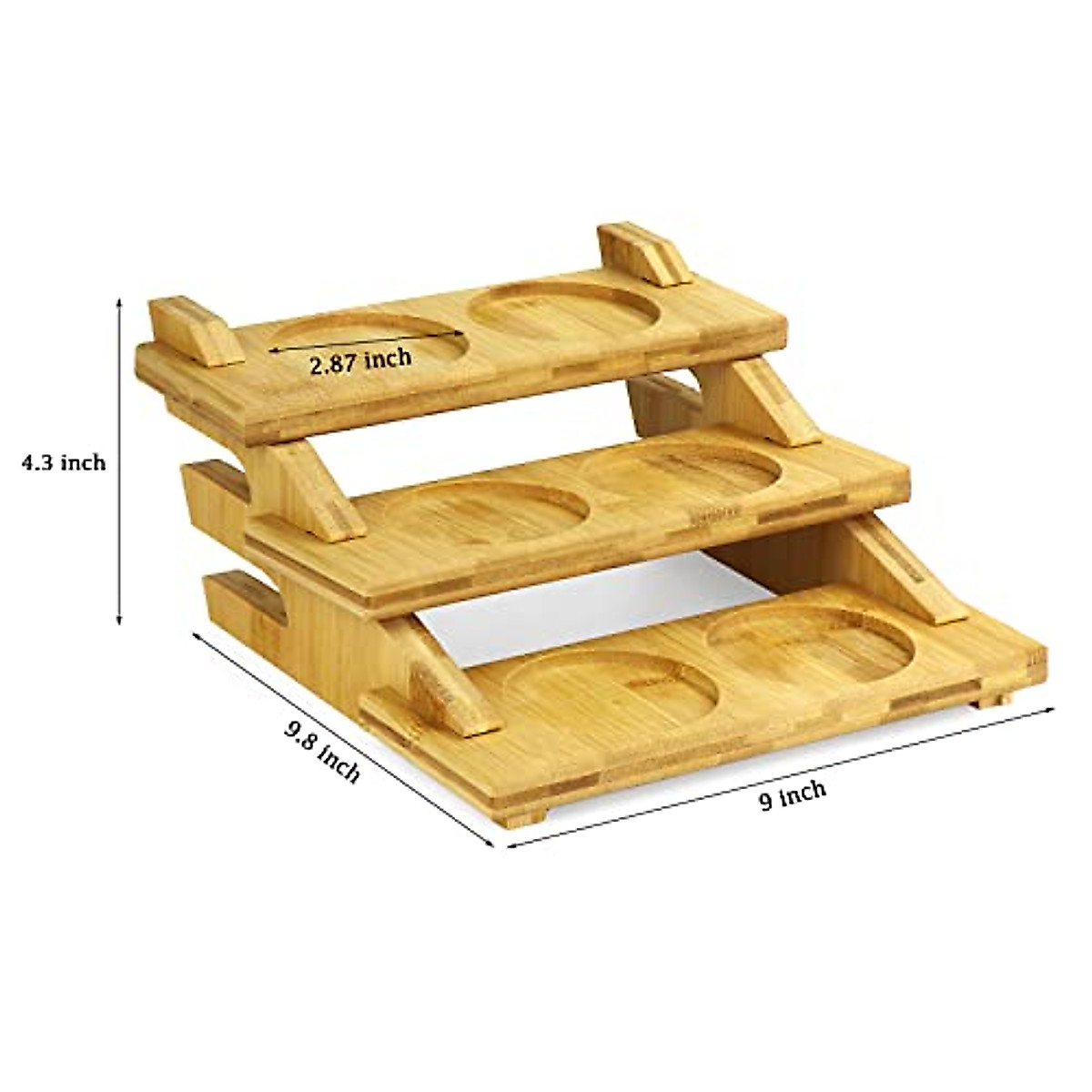 FTUREERA Qtip Holder Storage Organizer, 3 Layer Cotton Ball Holder Apothecary Jars Storage Rack for Bathroom，Suitable for 6 Pack Bathroom Jars up to 2.8 Inches in Diameter