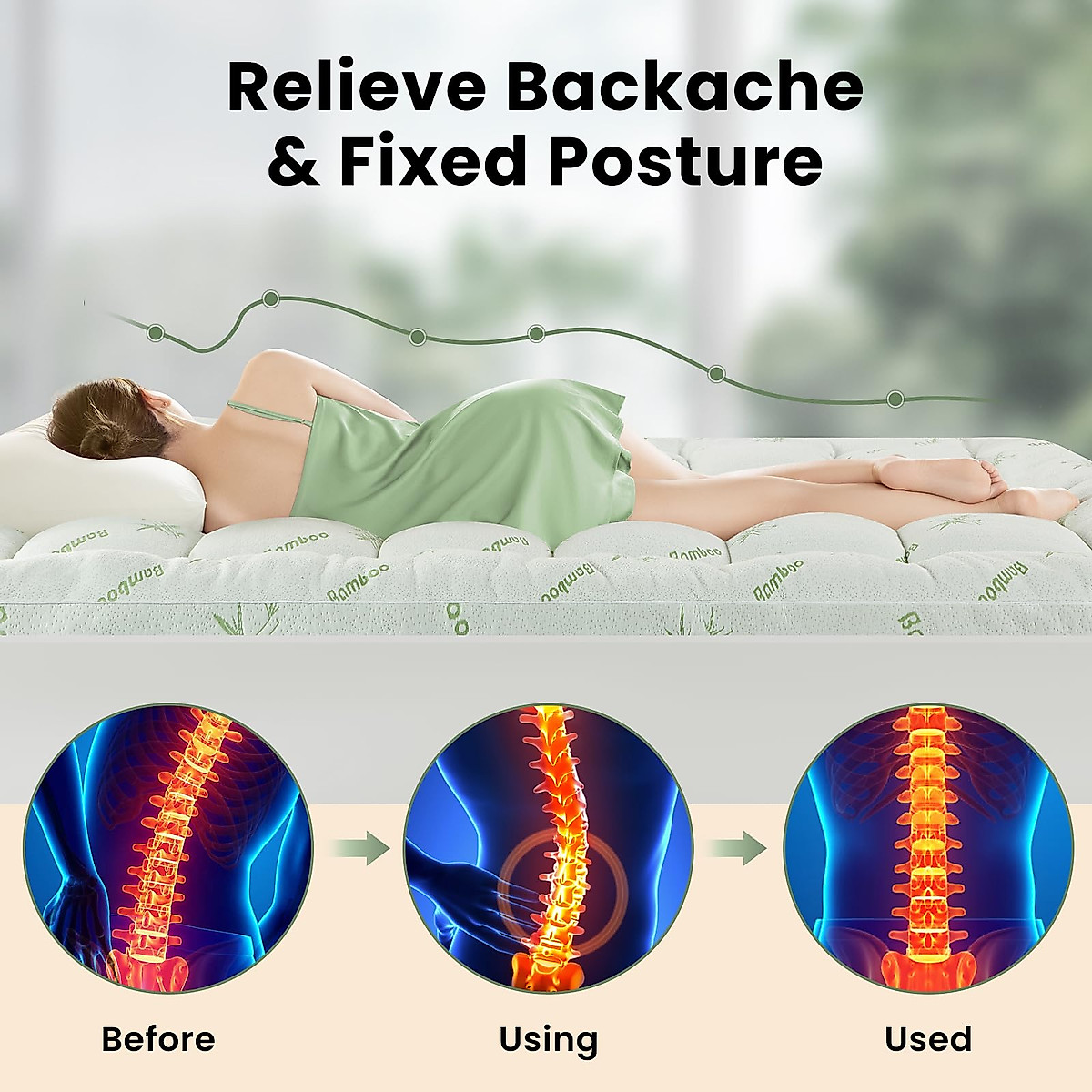 LIANLAM Bambu_Viscose Mattress Topper Queen(60"x82")