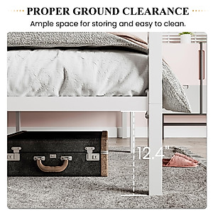 SHA CERLIN Metal Canopy Bed Frame Full Size/Mattress Foundation with Metal Slats Support/No Box Spring Needed/Easy Assembly/White