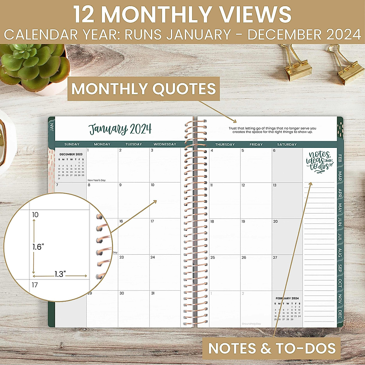 bloom daily planners 2024 Calendar Year Day Planner (January 2024 - December 2024) - 5.5” x 8.25” - Weekly/Monthly Agenda Organizer Book with Stickers & Bookmark - Make Today Count