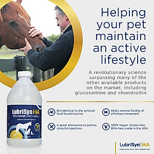 LubriSynHA Hyaluronic Acid Pet & Equine Joint Formula 64oz - All-Natural, High-Molecular Weight Liquid Hyaluronan - Joint Support for Horses, Dogs, Cats - Promotes Healthy Joint Function, Made in USA