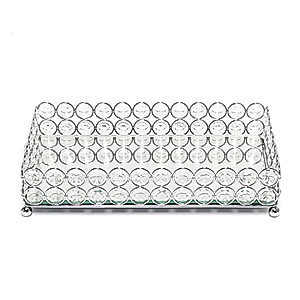 Elegant Designs HG1010-CHR Elipse Crystal Decorative Mirrored Jewelry or Makeup Cosmetic Perfume Vanity Organizer Tray, Chrome