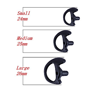 AIRSN Replacement Earmold Earbud Earplug for Motorola Kenwood Two-Way Radio Air Acoustic Coil Tube Audio Kits (Black,3 Pair-Small,Medium,Large)