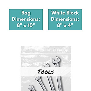 Zipper Bags with White Block 2 Mil 8" x 10" Baggies for Jewelry Clear Pack of 4000
