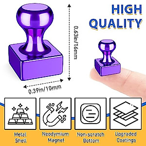 WUDIME 12Pack Strong Whiteboard Magnets, Upgraded Purple Fridge Magnets Adult Refrigerator Magnets, Small Magnets Fridge Decorative, Push Pins Magnet for Kitchen, Office, School, Locker, Map