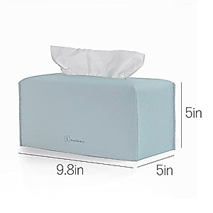 GOODSDECO PU Leather Tissue Box Cover Rectangle - Modern Tissue Box Holder Organaizer for Home Office Bathroom Car, Pastel Organaizer (Sky Blue)