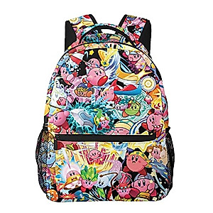 Mayeec Unisex Kir-By Laptops Backpack Bookbag, Lightweight School Bag for Men Women Boys Girls, Black