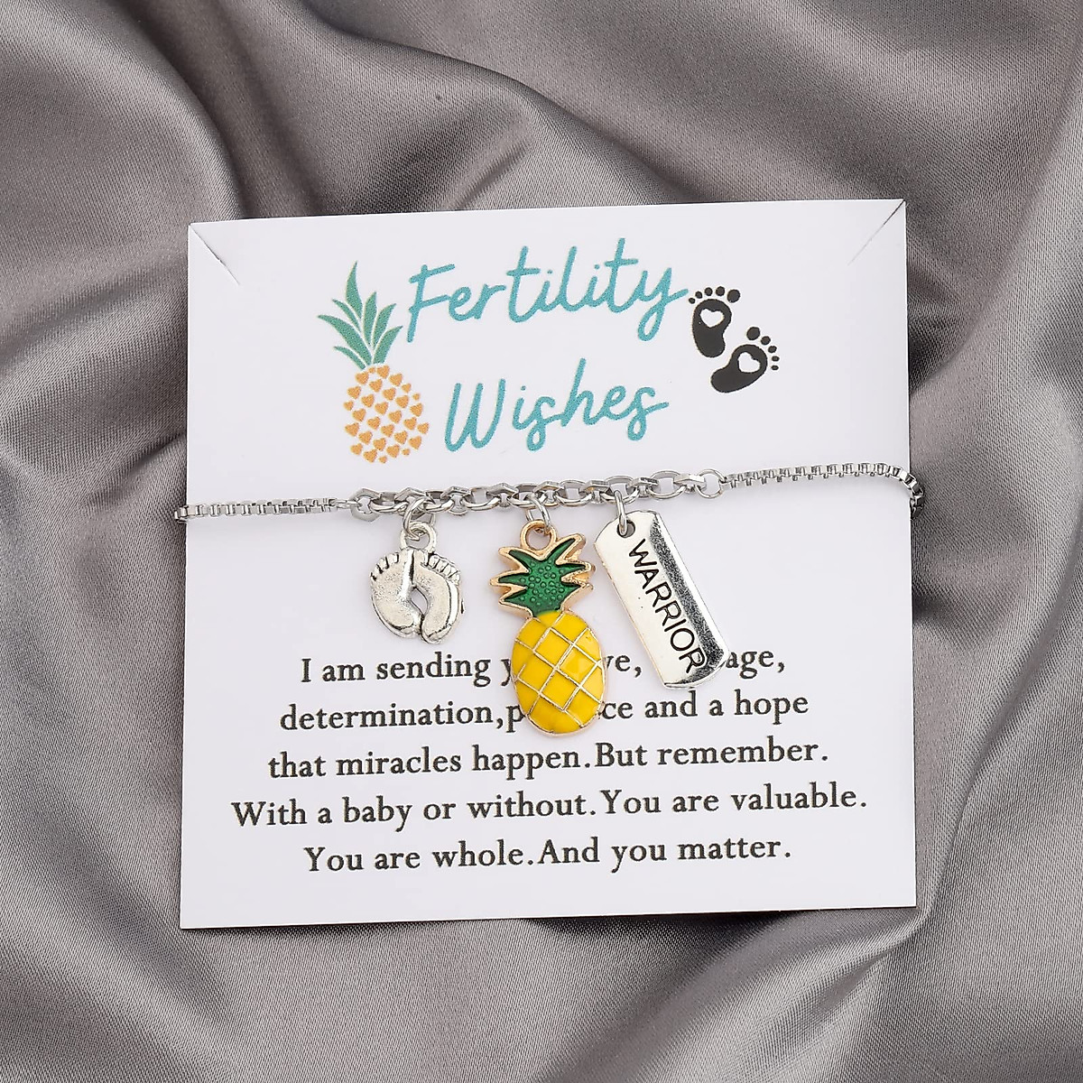 MYOSPARK IVF Fertility Wish Gift IVF Infertility Warrior Pineapple Bracelet IVF Encouragement Gifts for Women (Fertility Wish BR)