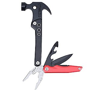 Goldenguy Multitool Claw Hammer,Multi Purpose Pliers Tool Cool Gadgets for Men Him,13 in 1 Survival Multitool,Camping Accessories, Car Valentine Gift for Friend