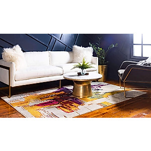 Unique Loom Estrella Collection Bright Colors, Geometric, Abstract, Modern Area Rug, 9 ft x 12 ft, Beige/Yellow