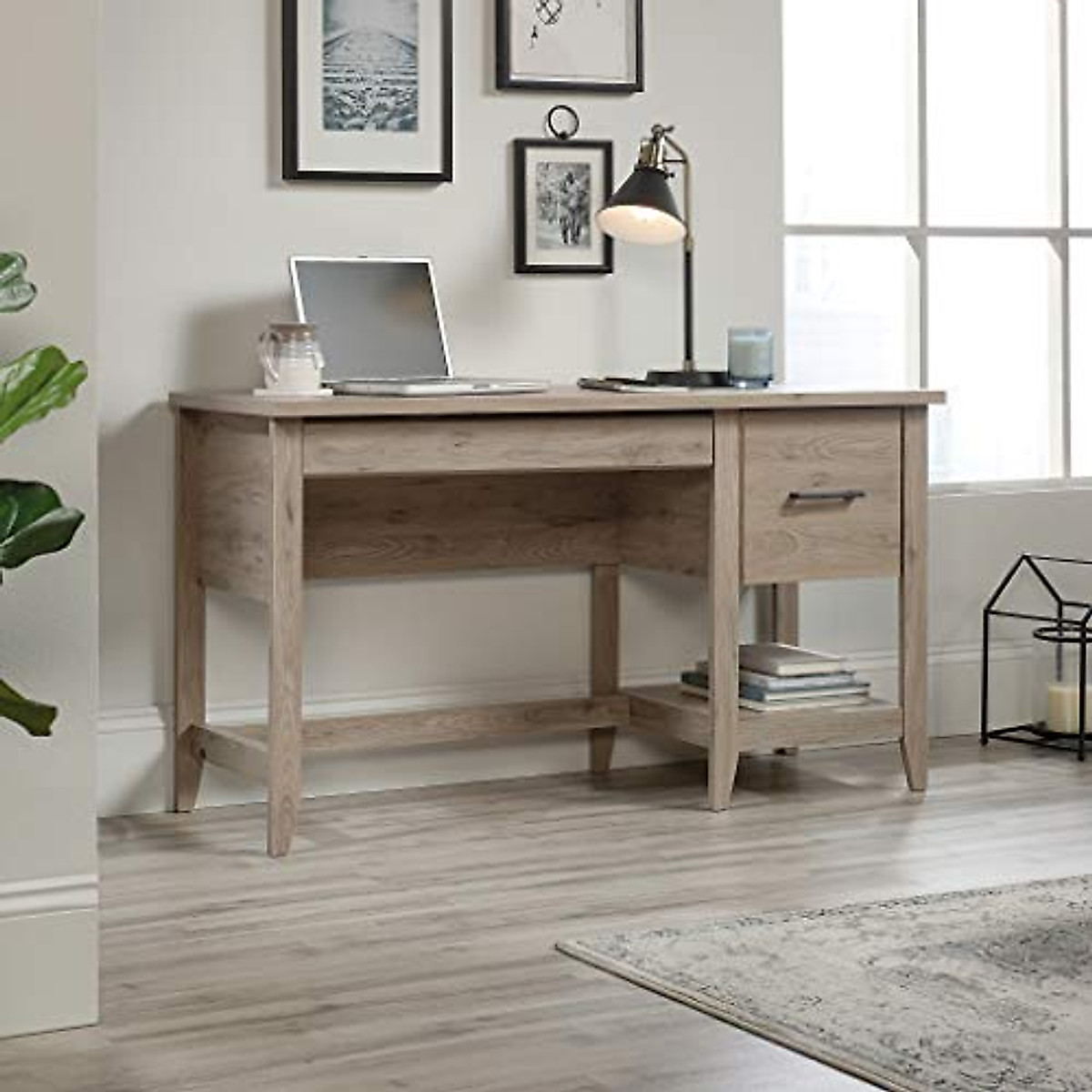 Sauder Summit Station Desk, L: 52.09" x W: 19.29" x H: 29.02", Laurel Oak Finish