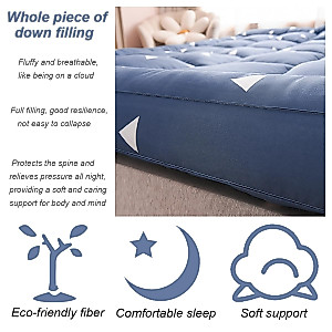 THABATAD Quilted Fitted Mattress Pad Queen, Thick Mattress Topper, Soft Cooling Mattress Cover Padded for Back Pain Relief, Mattress Protector with Overfilled Down Alternative Filling, Pink