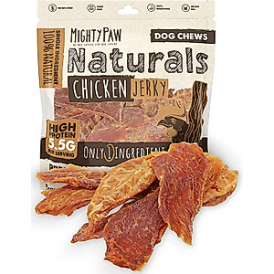 Mighty Paw Naturals Chicken Jerky for Dogs | Chicken Jerky Dog Treats for Small Dogs, Medium Pets and Large Breeds. Natural Dog Treats for Large Dogs, and Puppies. Dried Chicken Dog Jerky Treats 14 oz