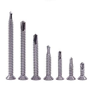 #6 x 1/2" Flat Phillips Drive Head Self Drilling Screws for Metal, 410 Stainless Steel Sheet Metal Tek Screws, Countersunk Head, Quick Self Tappers for Indoor Outdoor, 100 pcs