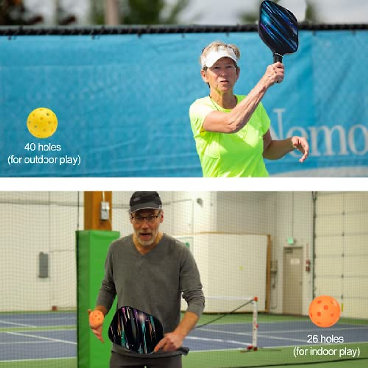 LSTECICE Pickleball Paddles Set of 4, Professional 13mm Pickleball Rackets, Lightweight Pickleball Set, Pickleball Equipment with 4 Pickleball Racquets, 4 Balls and Portable Carry Bag