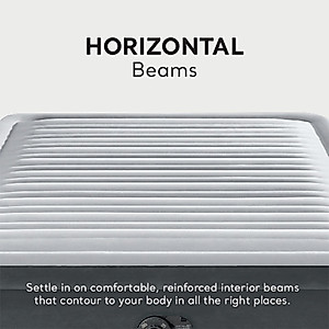 Intex Dura-Beam Deluxe Comfort-Plush Elevated Air Mattress: Fiber-Tech – Queen Size – Built-in Electric Pump – 18in Bed Height – 600lb Weight Capacity