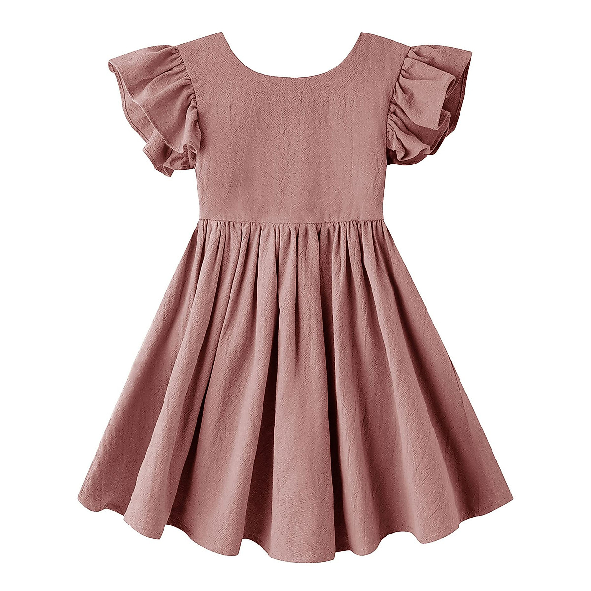 lymanchi Girl Cotton Linen Ruffle Halter Backless Princess Dress Infant Comfy Playwear 823 Dark Pink 120