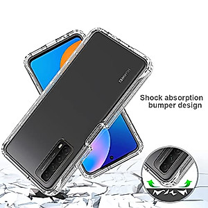 Gufuwo Case for P Smart 2021/Huawei Y7A/Enjoy 20 SE Case with Tempered Glass Screen Protector, Clear 360 Full Body Protection Hard Shell+Soft TPU Shockproof Cover Cases for Huawei P Smart 2021 (Clear)